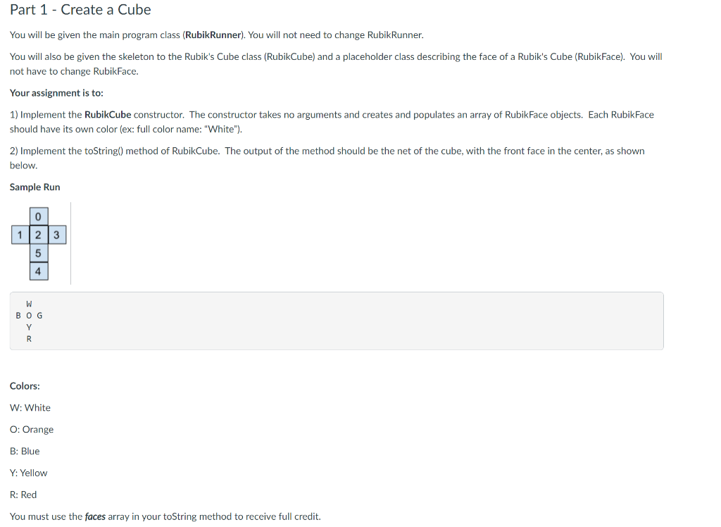 Solved Part 1 - Create a Cube You will be given the main | Chegg.com