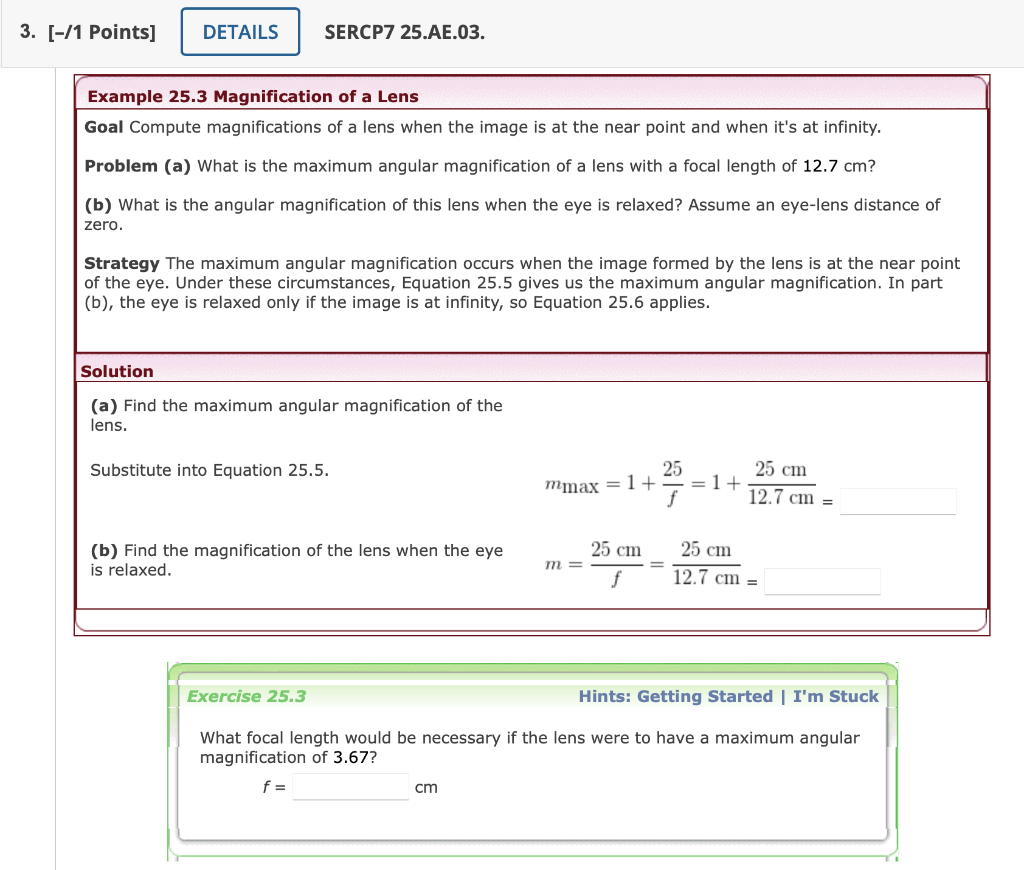 Example 25.3 Magnification of a Lens Goal Compute | Chegg.com