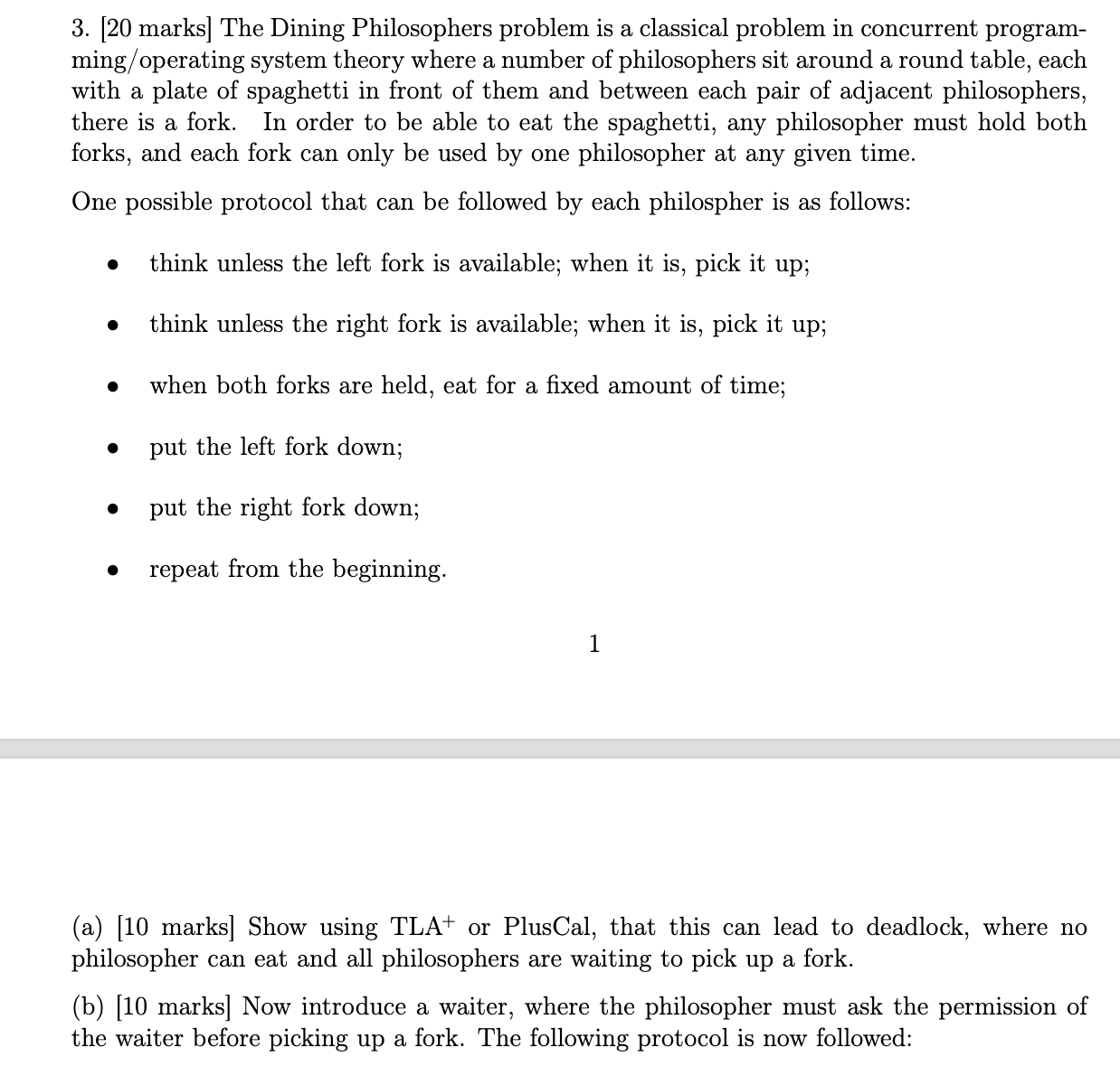 Solved 3. [20 marks] The Dining Philosophers problem is a | Chegg.com
