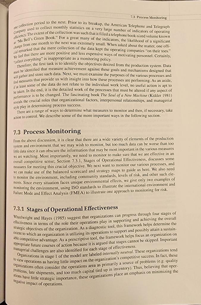 Solved Based on reading of Sections 7.2: "Monitoring and | Chegg.com