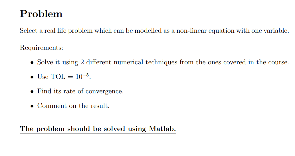 Solved Problem Select a real life problem which can be | Chegg.com