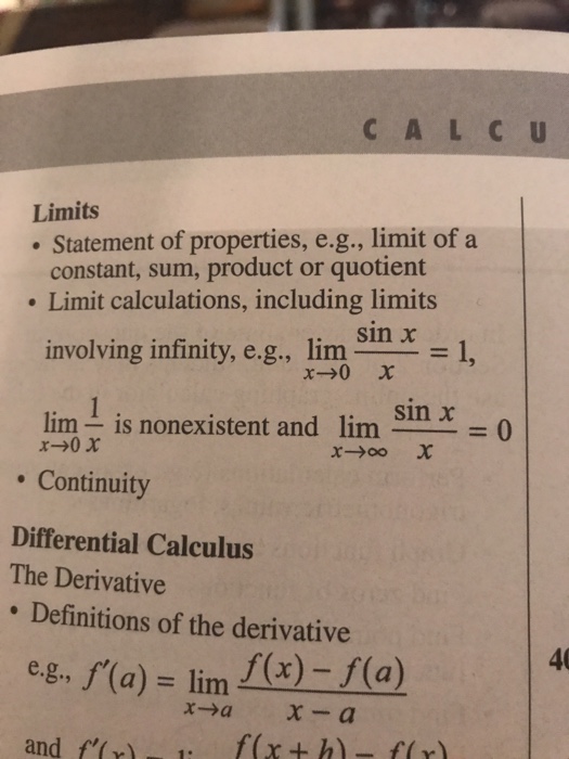 Solved CALCU Limits Statement of properties, e.g., limit of | Chegg.com Solved CALCU Limits Statement of properties, e.g., limit of | Chegg.com