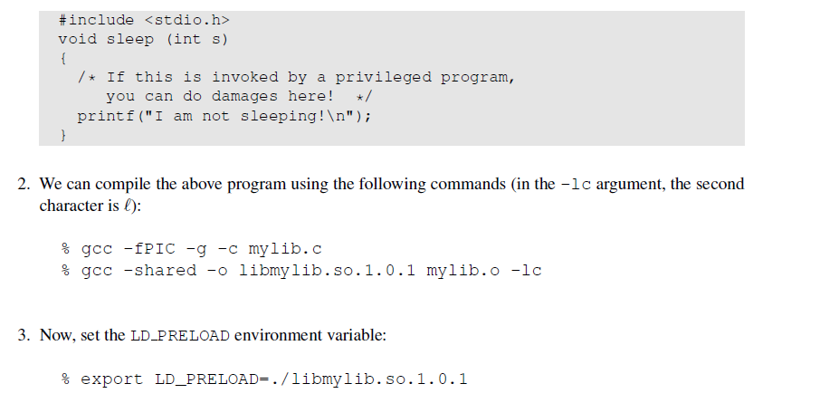 Solved 2.7 Task 7: The LD_PRELOAD Environment Variable and | Chegg.com