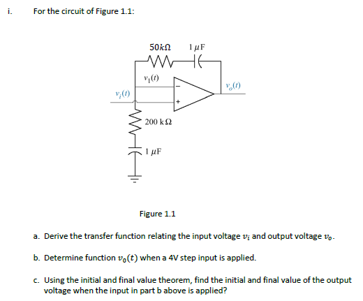Solved i. For the circuit of Figure 1.1: Figure 1.1 a. | Chegg.com
