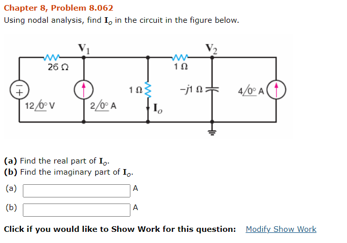 Solved Chapter 8, Problem 8.062 Using nodal analysis, find | Chegg.com
