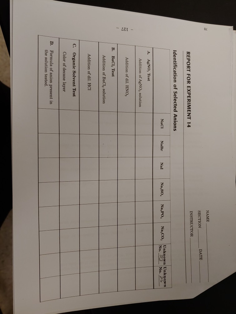 Solved Chart and questions from Experiment 14 : | Chegg.com