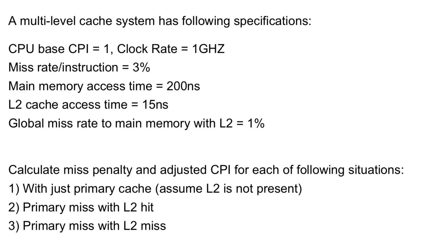 A multi-level cache system has following | Chegg.com