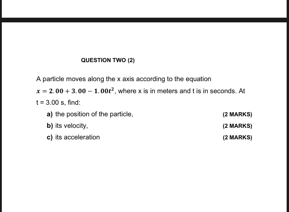 Solved A particle moves along the x axis according to the | Chegg.com