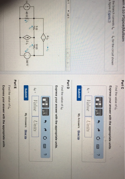 Solved Find the branch currents i ie for the circuit shown | Chegg.com