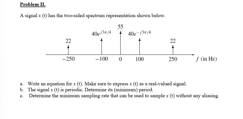 Solved Problem II.A signal x(t) ﻿has the two-sided spectrum | Chegg.com