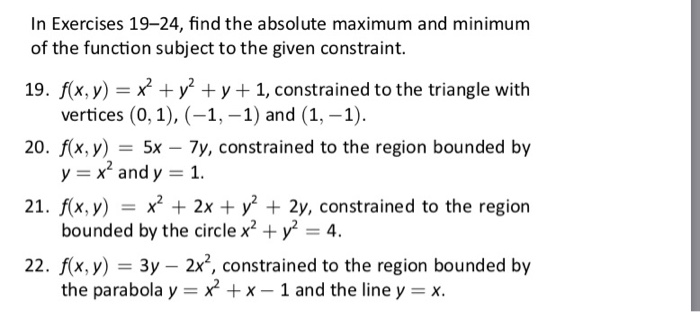 Solved In Exercises 19-24, find the absolute maximum and | Chegg.com