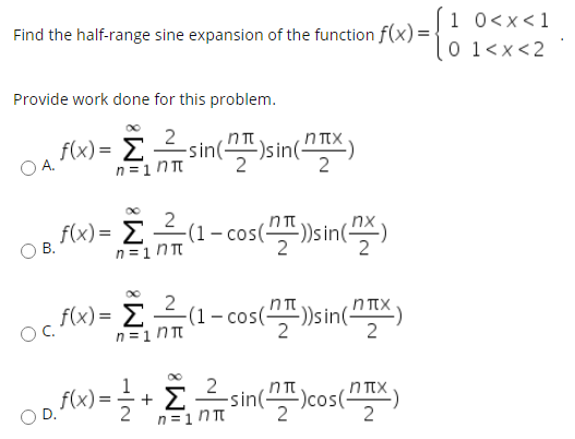Solved Find the half-range sine expansion of the function | Chegg.com