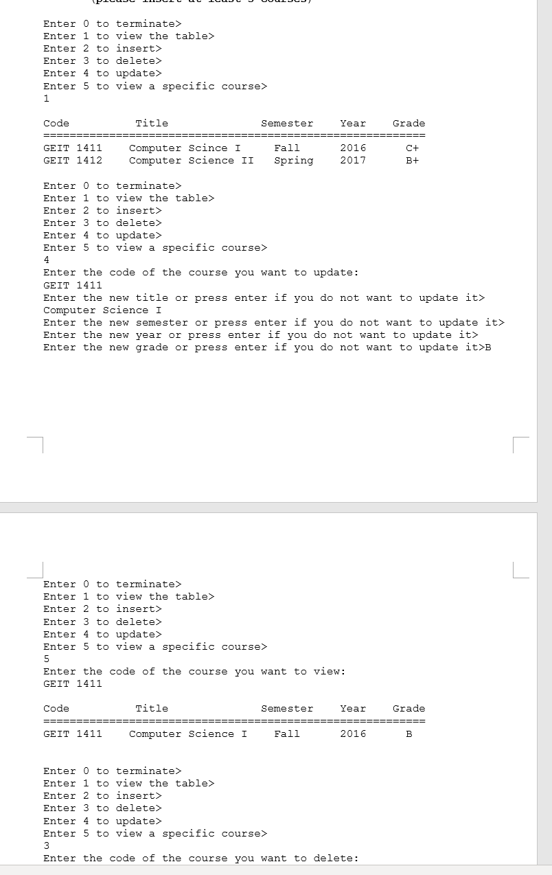 Solved 1) Create a table called Courses to store the courses | Chegg.com