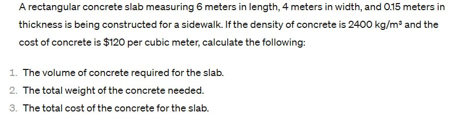 Solved A rectangular concrete slab measuring 6 ﻿meters in | Chegg.com