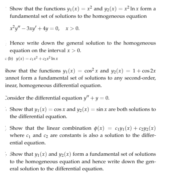 Solved Show that the functions y1(x)=x2 and y2(x)=x2lnx form | Chegg.com