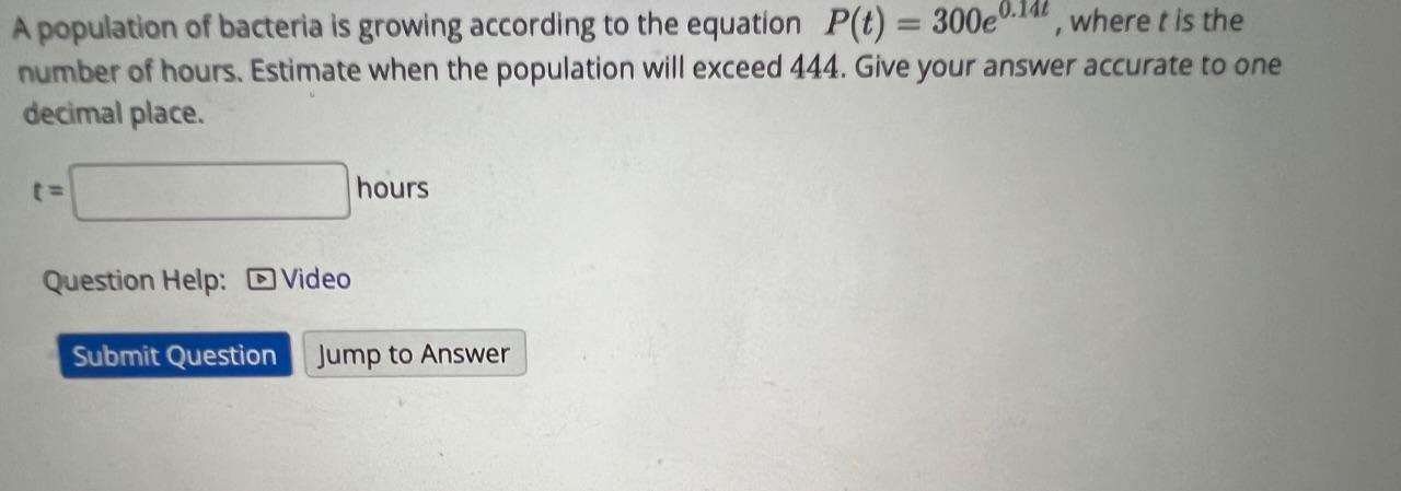 Solved A population of bacteria is growing according to the | Chegg.com