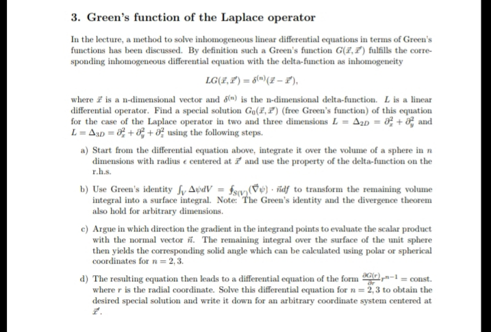 Greens function of the laplace operator, steps | Chegg.com