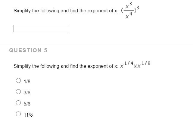 Solved 3 Simplify the following and find the exponent of x: | Chegg.com