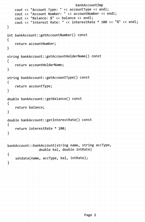 C++ Instructions Open the bank account pdf | Chegg.com