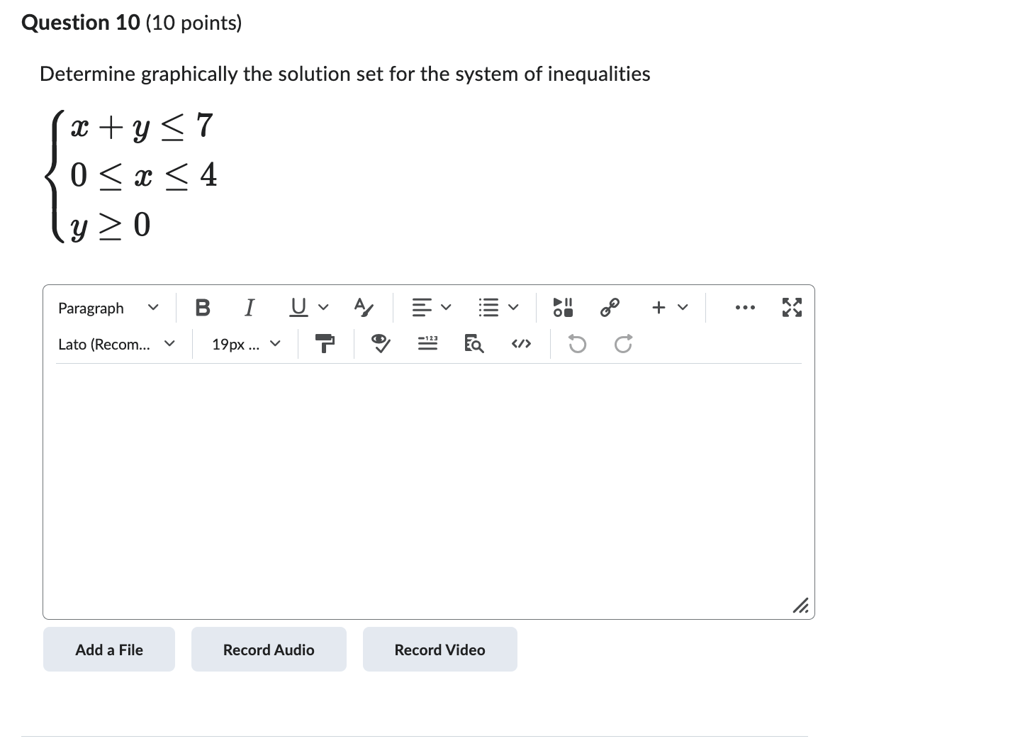 Solved Determine graphically the solution set for the system | Chegg.com