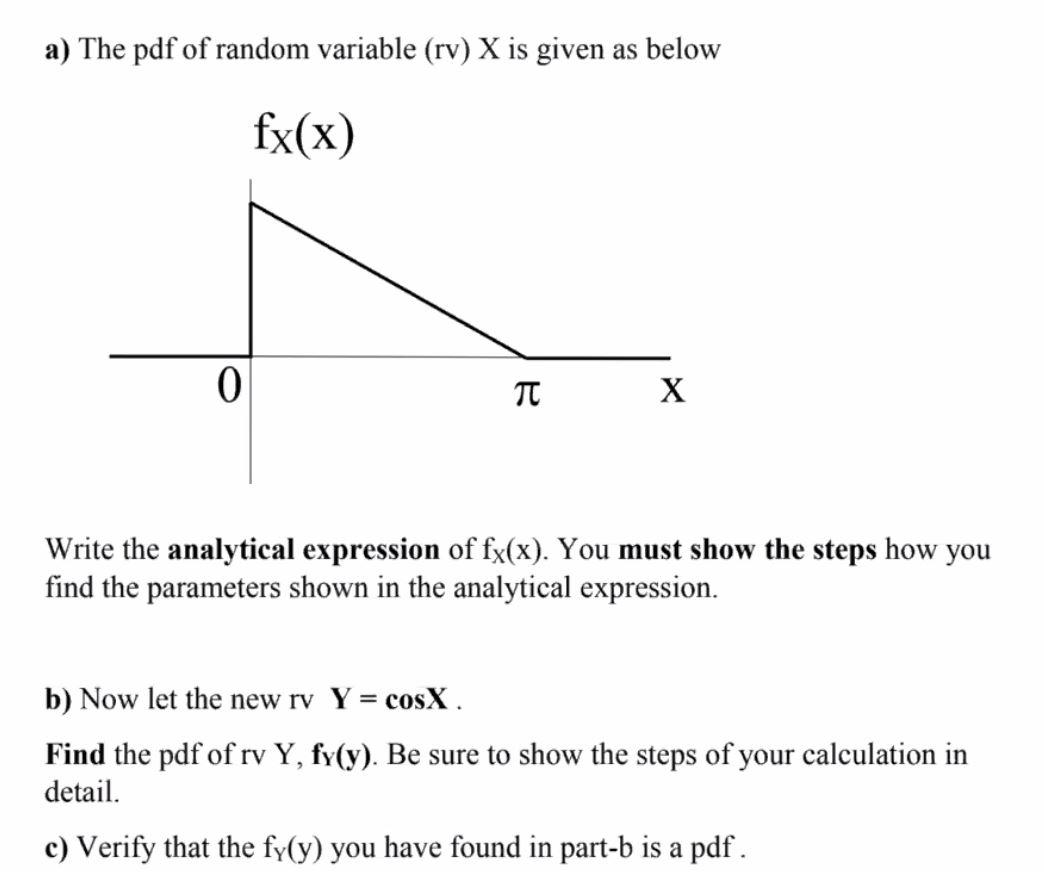 Solved a) The pdf of random variable (rv) X is given as | Chegg.com