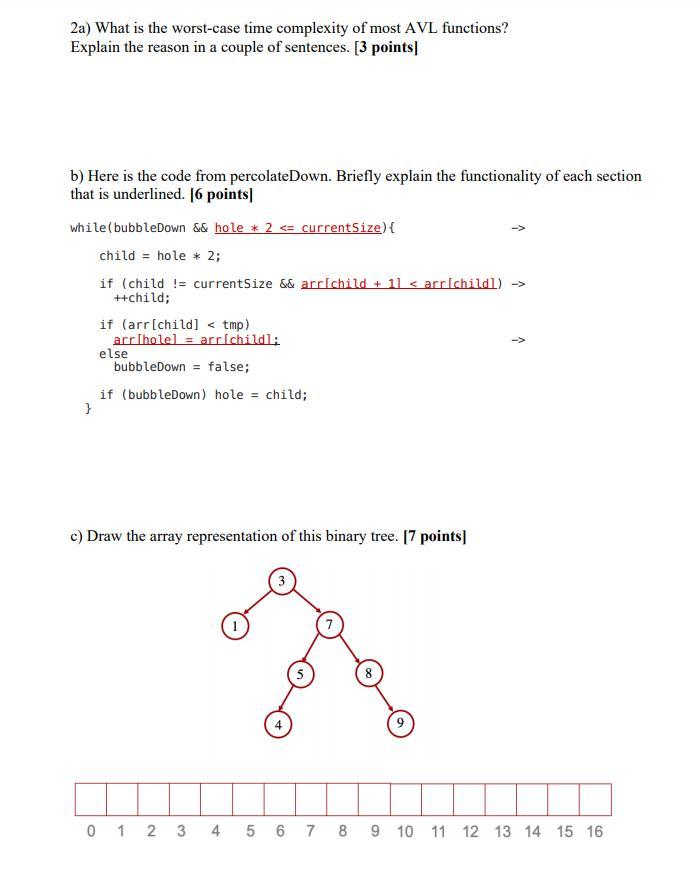 Solved 2a) What is the worst-case time complexity of most | Chegg.com