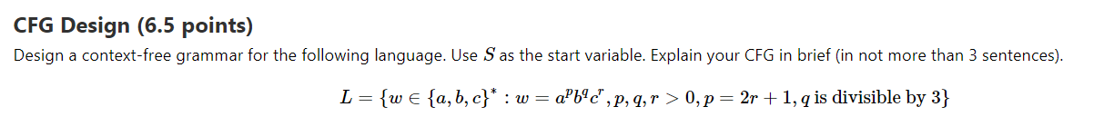 Solved CFG Design (6.5 points) Design a context-free grammar | Chegg.com
