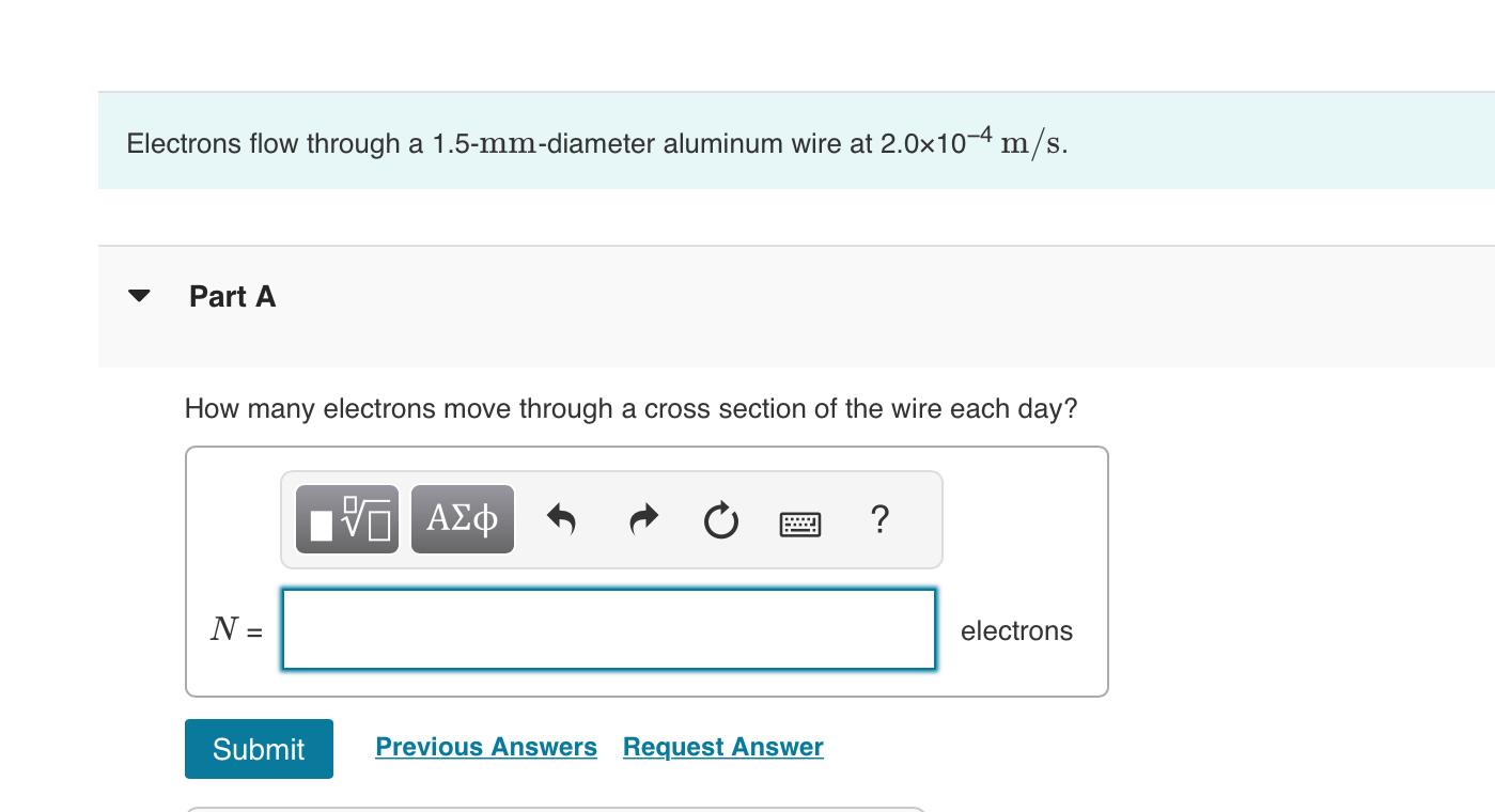 Solved Electrons flow through a 1.5-mm-diameter aluminum | Chegg.com