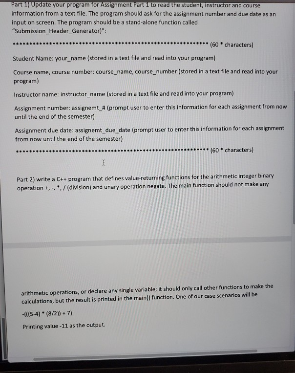 Solved Part 1 Update Your Program For Assignment Part 1 To