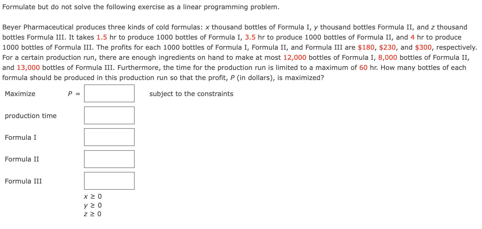 Solved Formulate But Do Not Solve The Following Exercise As