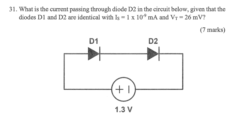 Solved What is ﻿the current passing through diode D2 in ﻿the | Chegg.com