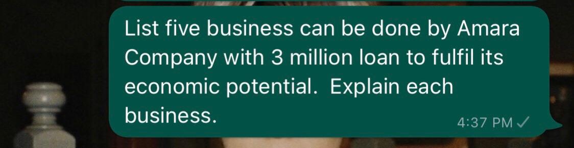 Solved List five business can be done by Amara Company with | Chegg.com