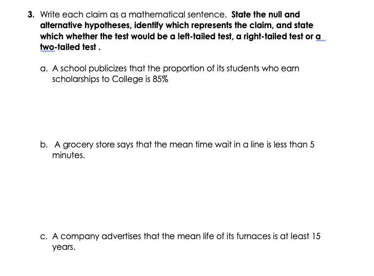Solved 3. Write each claim as a mathematical sentence. State | Chegg.com