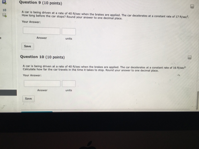 Solved A car is being driven at a rate of 40 ft/sec when the | Chegg.com