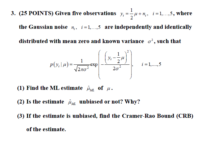 Solved 3. (25 POINTS) Given five observations | Chegg.com