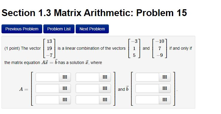 Solved Section 1.3 Matrix Arithmetic: Problem 15 Previous | Chegg.com