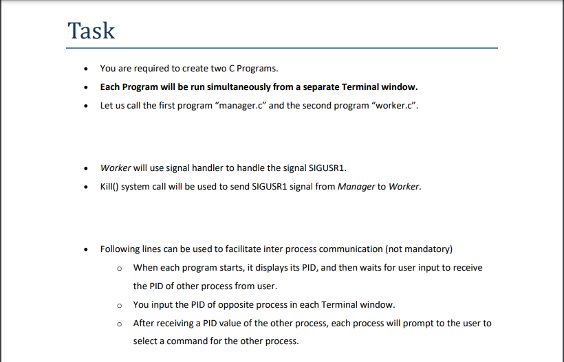 Solved Task • You are required to create two C Programs. • | Chegg.com