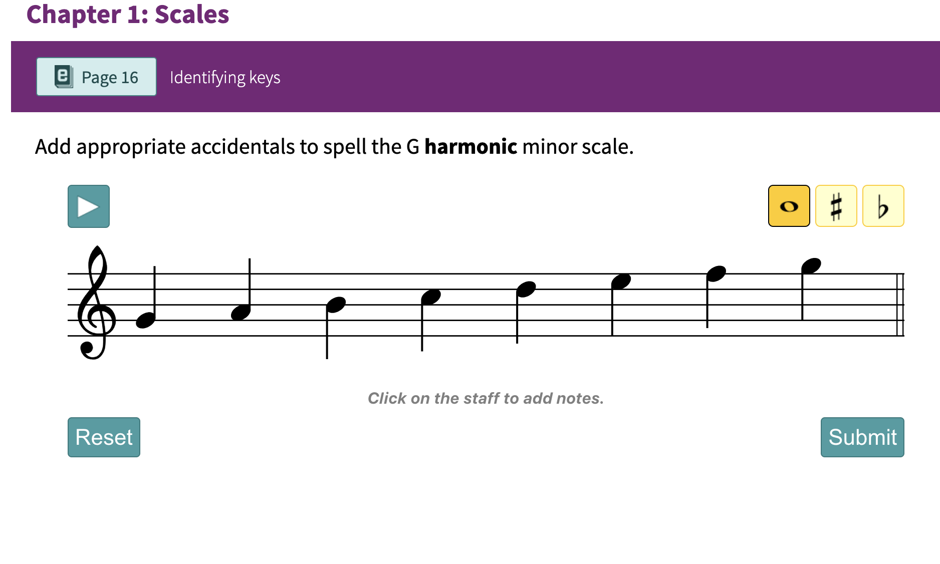 Add appropriate accidentals to spell the G harmonic | Chegg.com