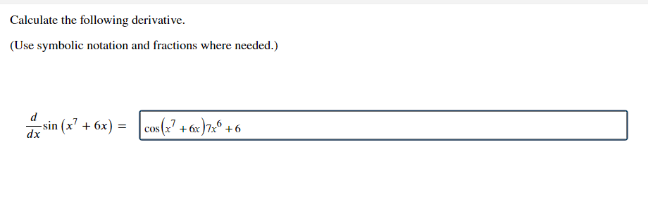 Solved Calculate the following derivative.(Use symbolic | Chegg.com