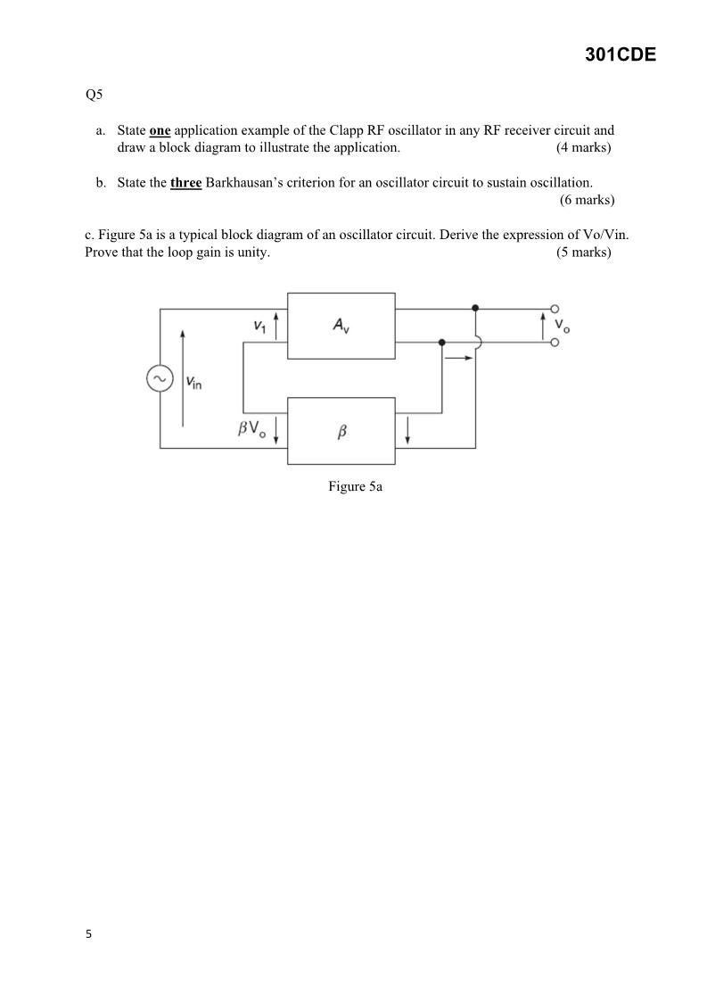 Solved Q5 a. State one application example of the Clapp RF | Chegg.com