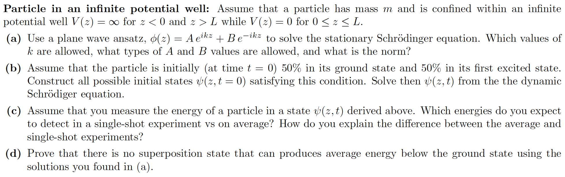Solved = - - Particle in an infinite potential well: Assume | Chegg.com