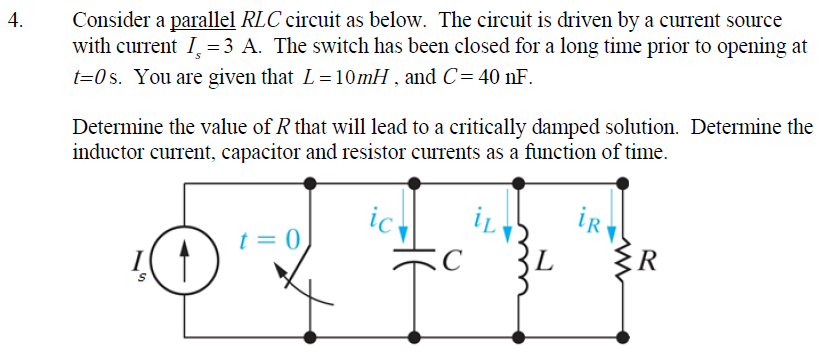 Solved Consider a parallel RLC circuit as below. The circuit | Chegg.com