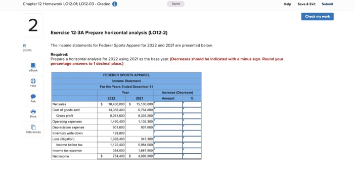 Solved Chapter 12 Homework LO12-01, LO12-03 Graded Help | Chegg.com