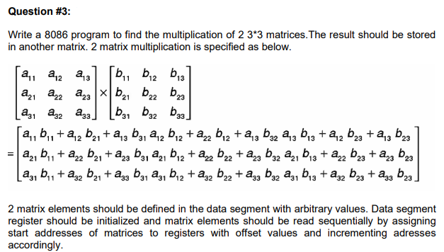 Solved Write a 8086 program to find the multiplication of | Chegg.com