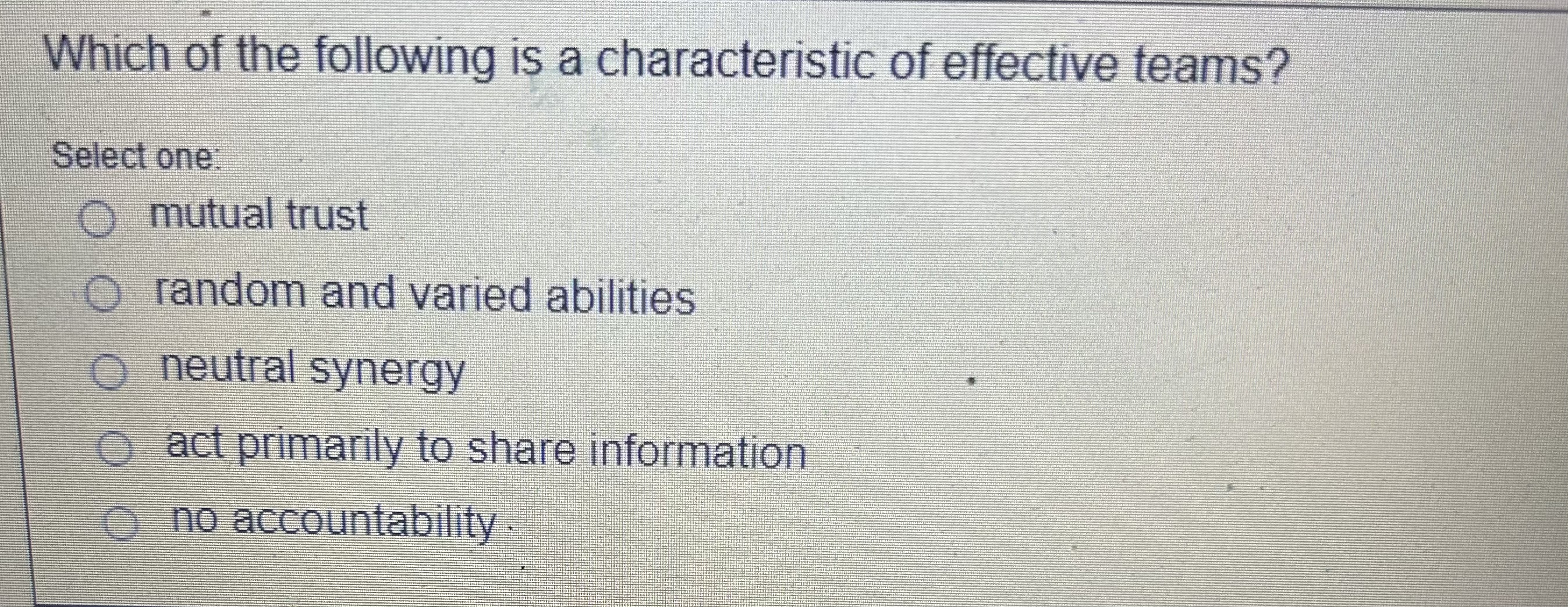 Solved Which of the following is a characteristic of | Chegg.com
