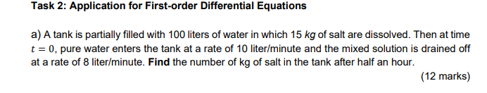 Solved Task 2: Application for First-order Differential | Chegg.com