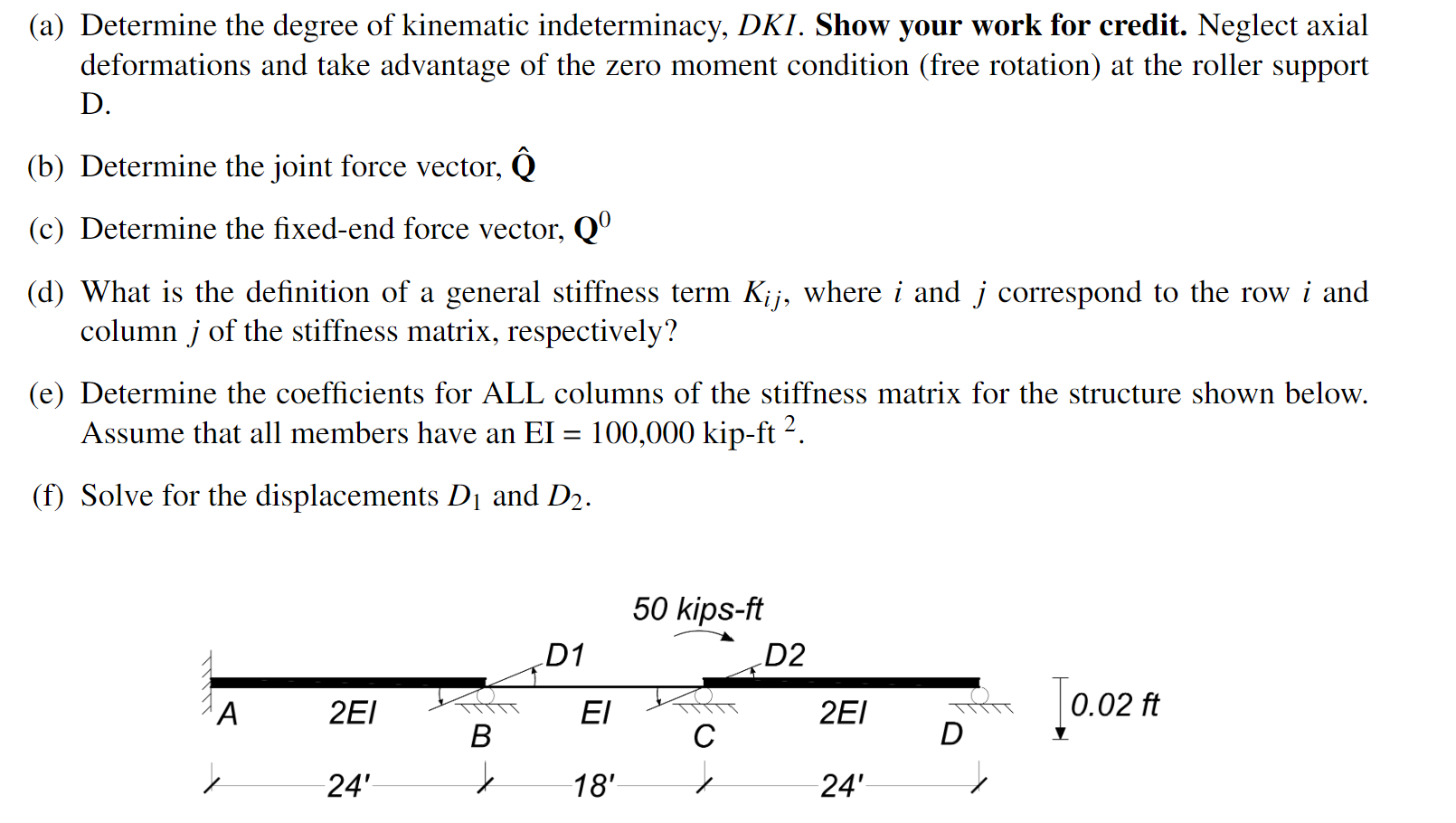Solved (a) Determine the degree of kinematic indeterminacy, | Chegg.com