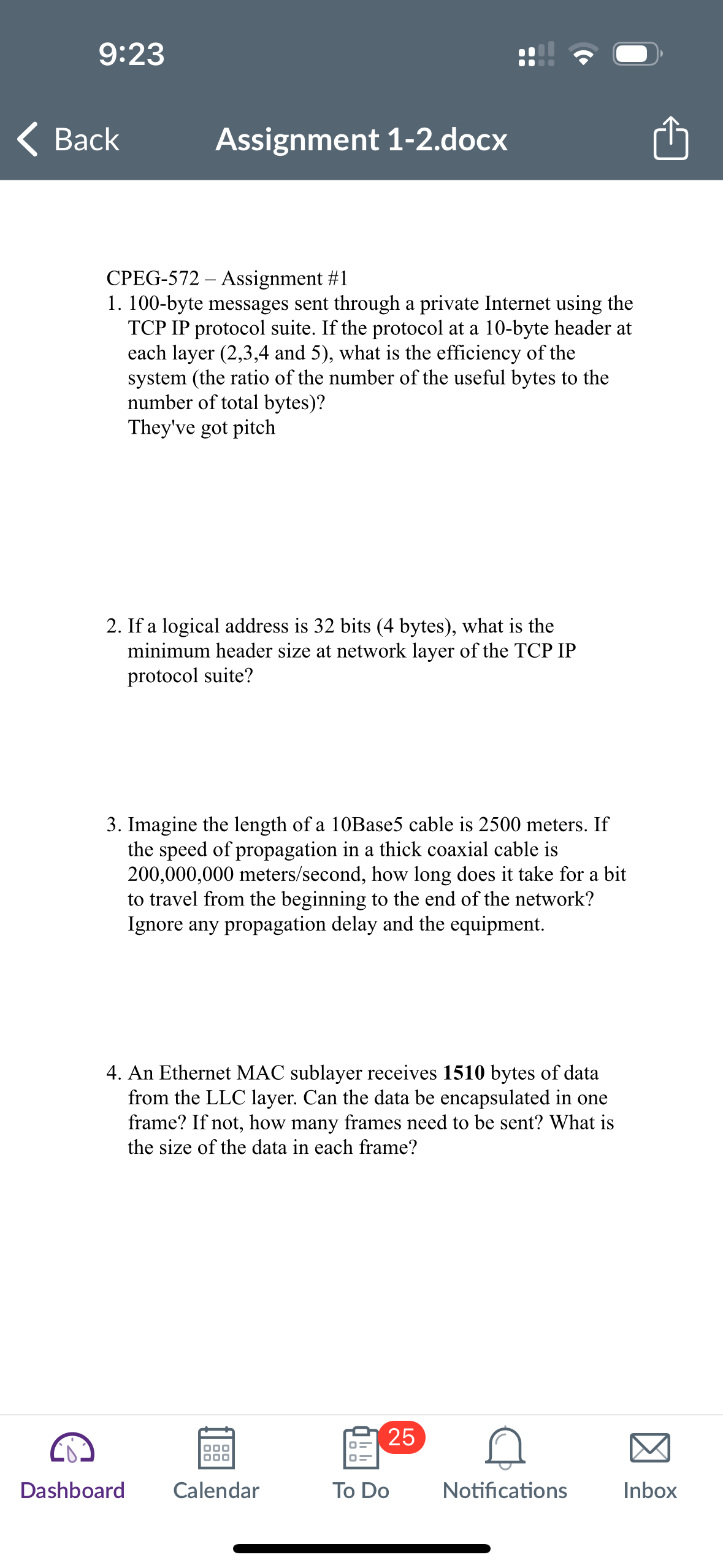 Solved CPEG-572 - ﻿Assignment #1100-byte messages sent | Chegg.com