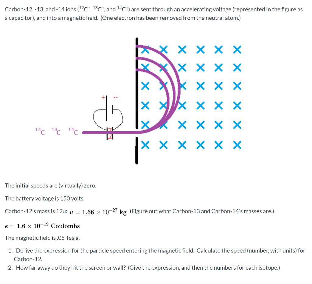 Solved Carbon-12,-13, and -14 ions (12C+, 1307, and 14C+) | Chegg.com