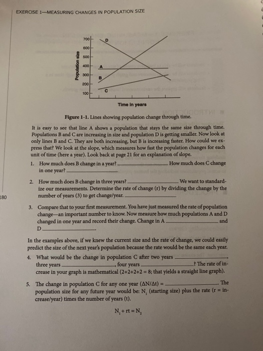 Solved EXERCISE 1-MEASURING CHANGES IN POPULATION SIZE 700 | Chegg.com